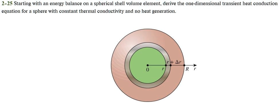 2 25 starting with an energy balance on a spherical shell volume element derive the one ...