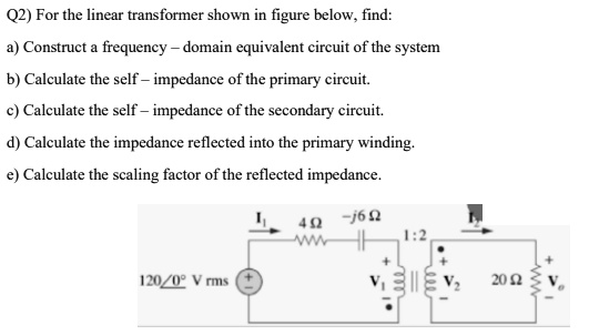 q2 for the linear transformer shown in figure below find a construct a frequency domain ...