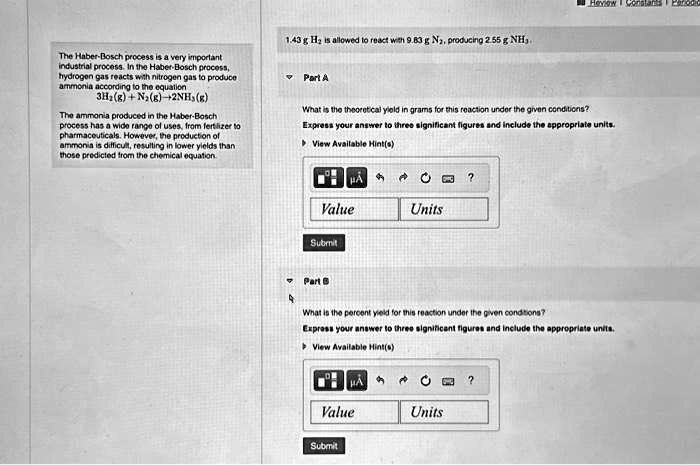 SOLVED: Texts: The Haber-Bosch process is a very important industrial ...