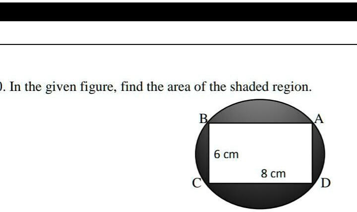 SOLVED: 'In the given figure, find the area of the shaded region.'