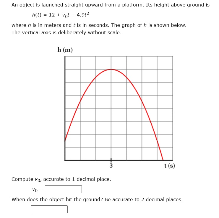An object is launched straight upward from a platform Its height above ...