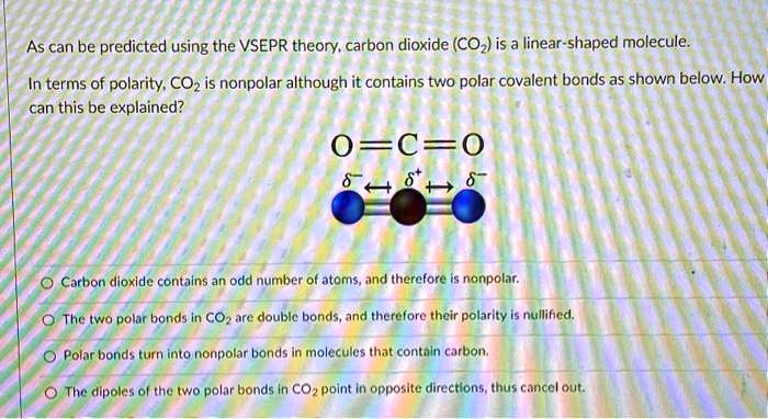 As can be predicted using the VSEPR theory, carbon dioxide (CO2) is a ...