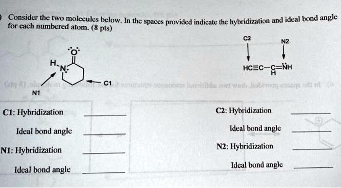 SOLVED: Consider the two molecules below: In the spaces provided ...