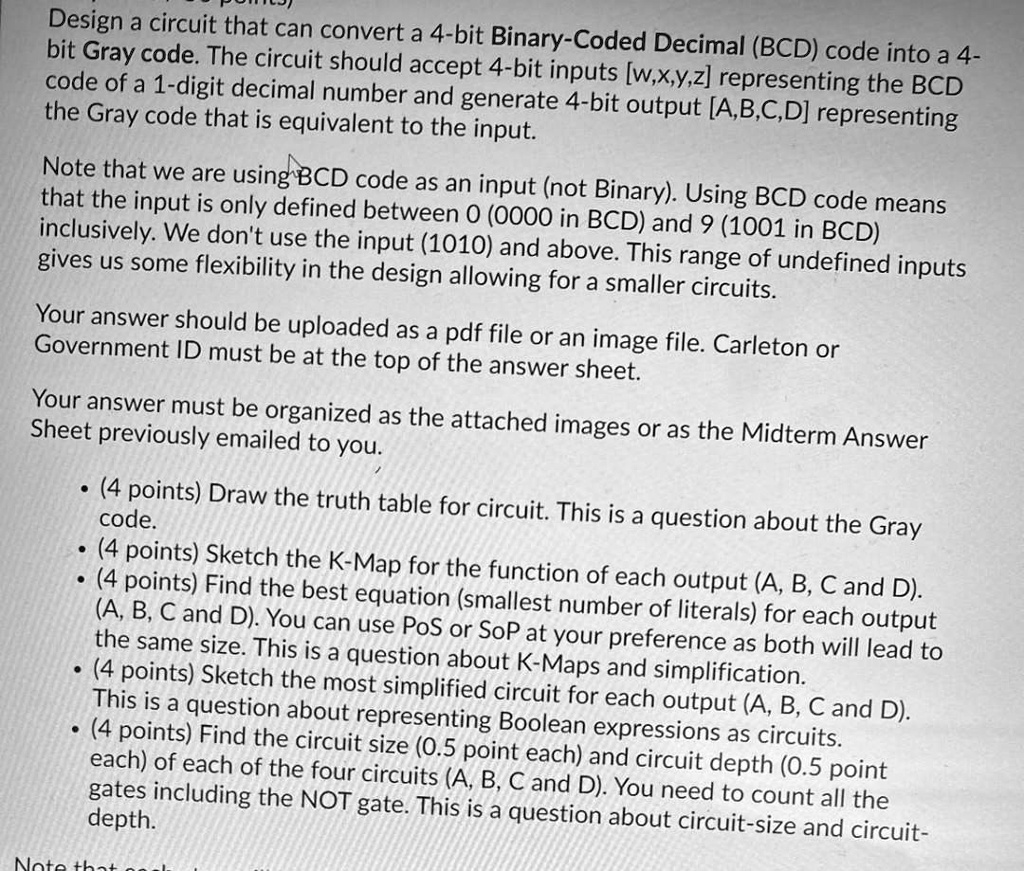 Solved Design Bit Circuit That Can Convert A 4 Bit Binary Coded Gray Code The Circuit Should