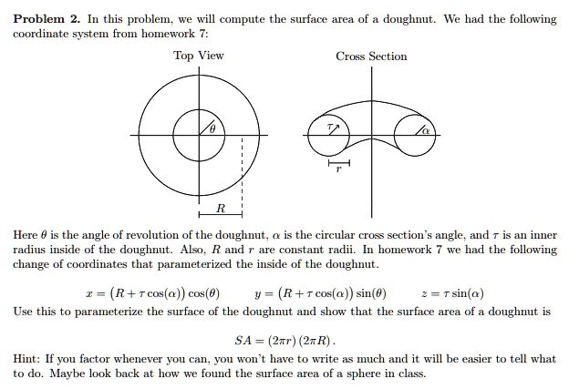 Problem 2. In this problem, we will compute the surface area of a ...