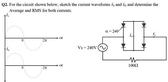 Q2. For the circuit shown below, sketch the current waveforms is and io ...