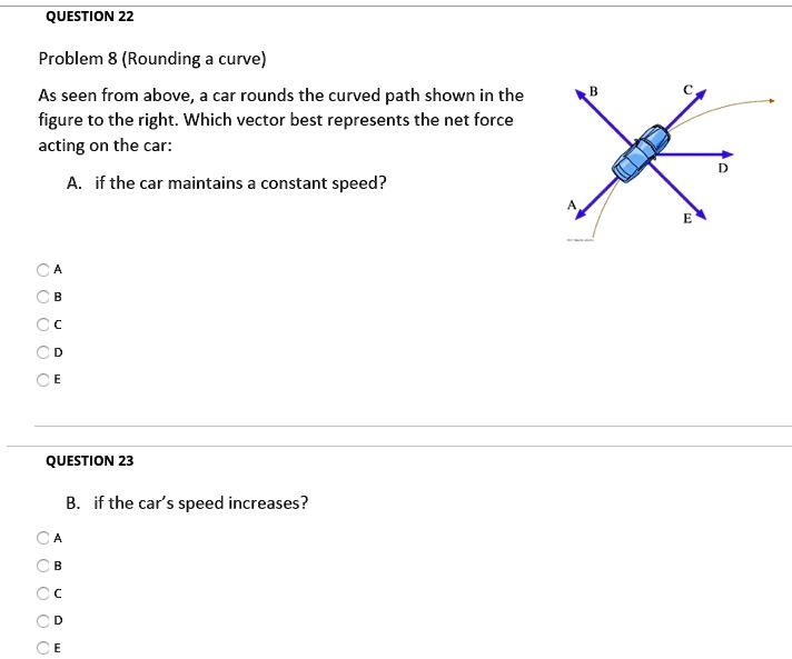 SOLVED: QUESTION 22 Problem 8 (Rounding curve) As seen from above, car ...