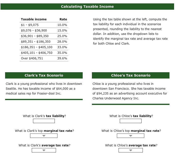 SOLVED: Taxable income Rate 10.0% Using the tax table shown at the left ...
