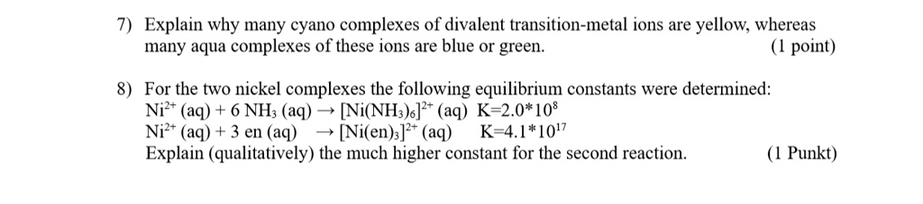 SOLVED: Explain why many cyano complexes of divalent transition-metal ...