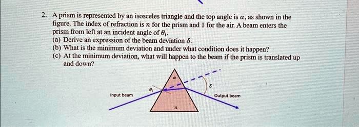 2. A prism is represented by an isosceles triangle and the top angle is ...