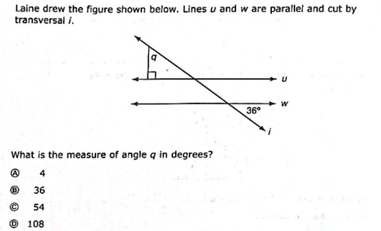 laine drew the figure shown below lines u and w are parallel and cut by ...