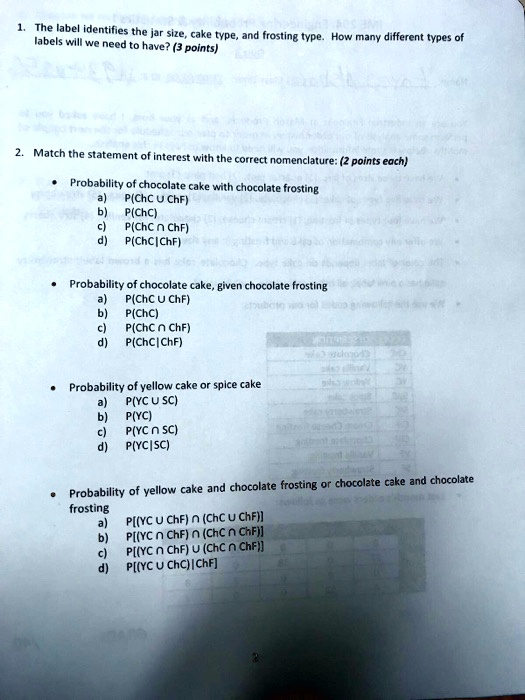 SOLVED: The label identifies the jar size, cake type; labels will we ...