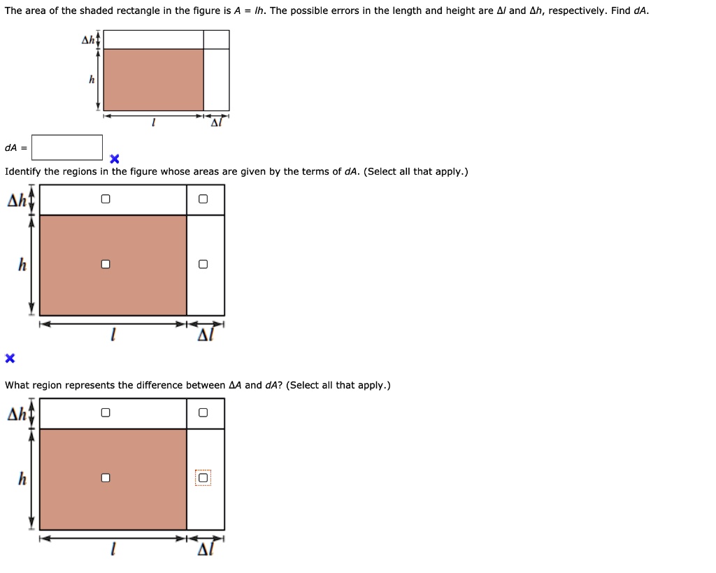 SOLVED: The area of the shaded rectangle in the figure is A Ih. The ...
