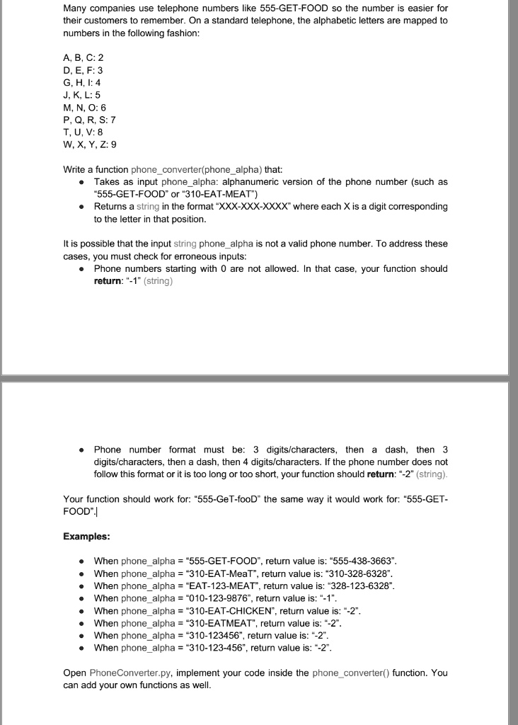 SOLVED: Many companies use telephone numbers like 555-GET-FOOD so the ...