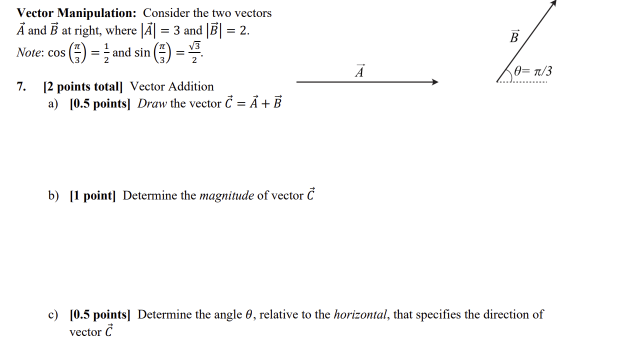 Solved Vector Manipulation Consider The Two Vectors A⃗ And B⃗ At Right Where A⃗ 3 And B⃗
