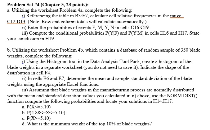 SOLVED: Problem Set #4 (Chapter 5, 23 points): Utilizing the worksheet ...
