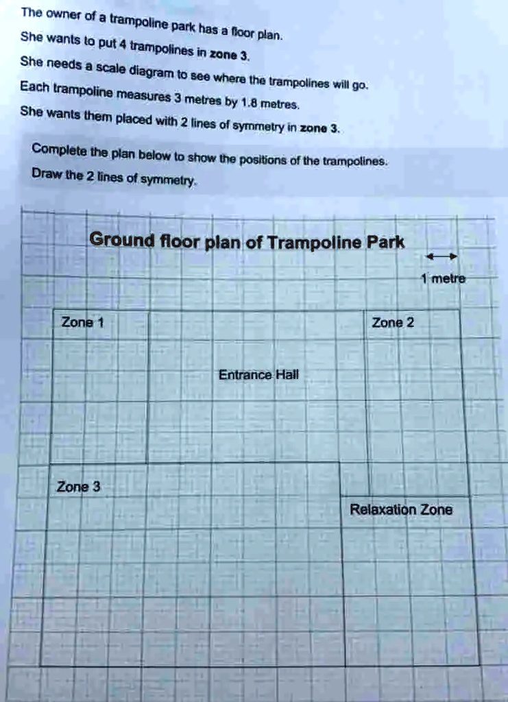 tho owner of a trampoline park has a she wants lo put 4 coor plan ...