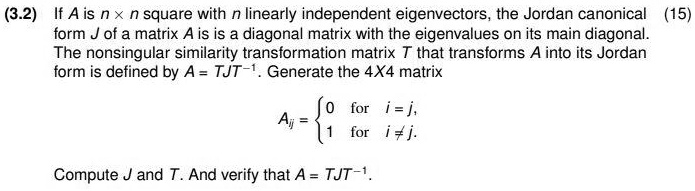 (3.2) If A is n x n square with n linearly independent eigenvectors, the Jordan canonical (15 ...