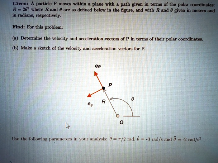 SOLVED: Given: A particle P moves within a plane with a path given in terms of the polar ...