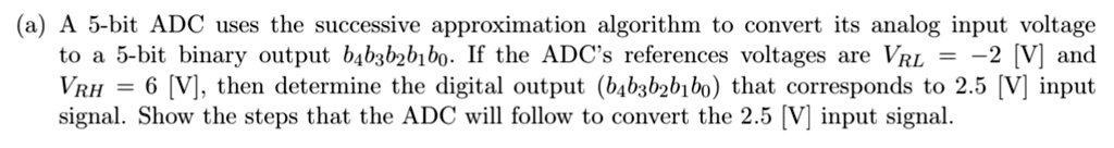 Solved A 5 Bit Adc Uses The Successive Approximation Algorithm To Convert Its Analog Input 0910