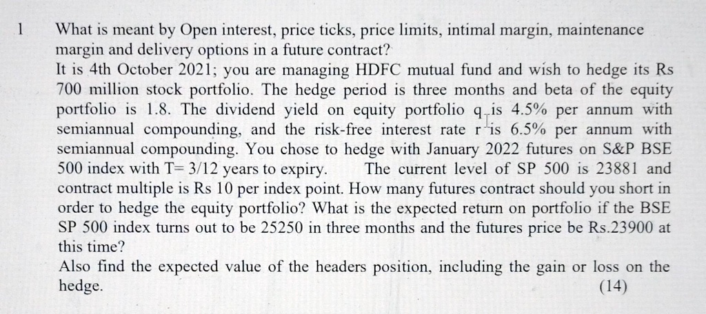 Solved What Is Meant By Open Interest Price Ticks Price Limits Initial Margin Maintenance