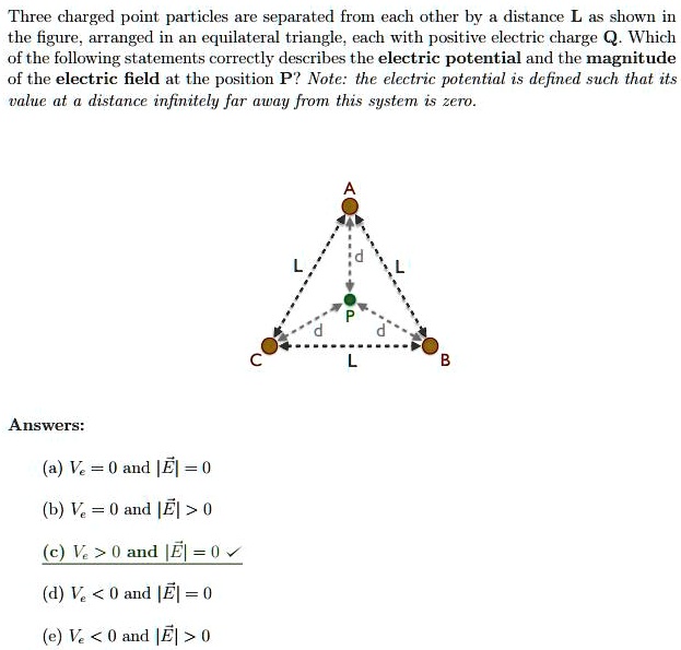 three charged point particles are separated from each other by distance ...