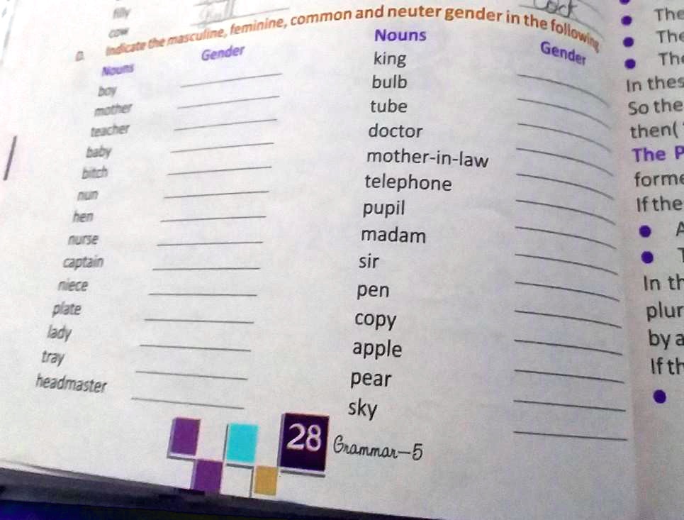 Solved Please Tell Me What Is The Answer Of Question Common And Neuter Gender In The Tha