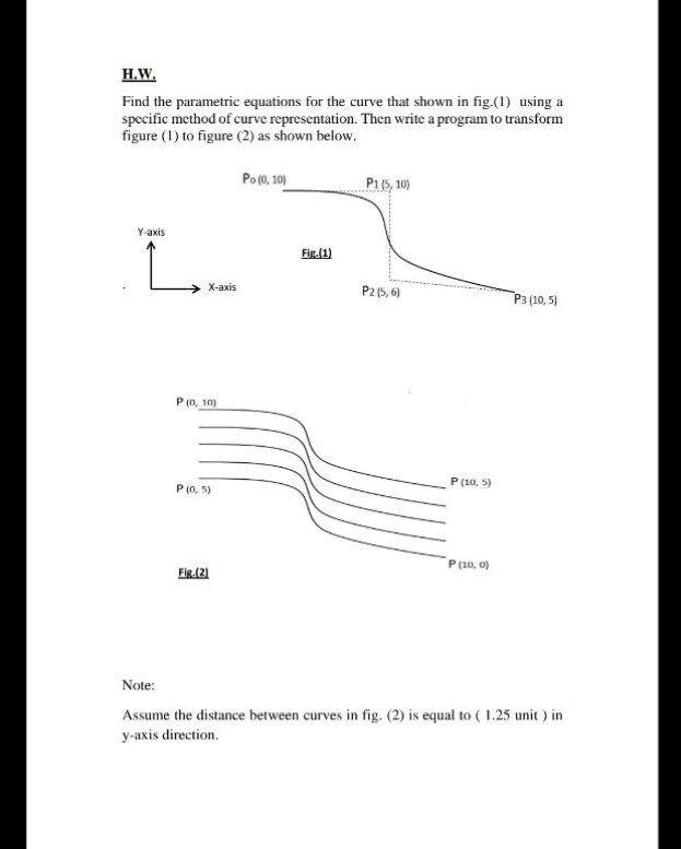 SOLVED: H.W. Find the parametric equations for the curve that shown in figl using a specific ...