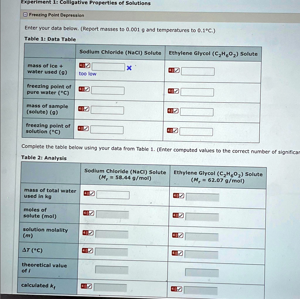 experiment 1 colligative properties of solutions freezing point ...