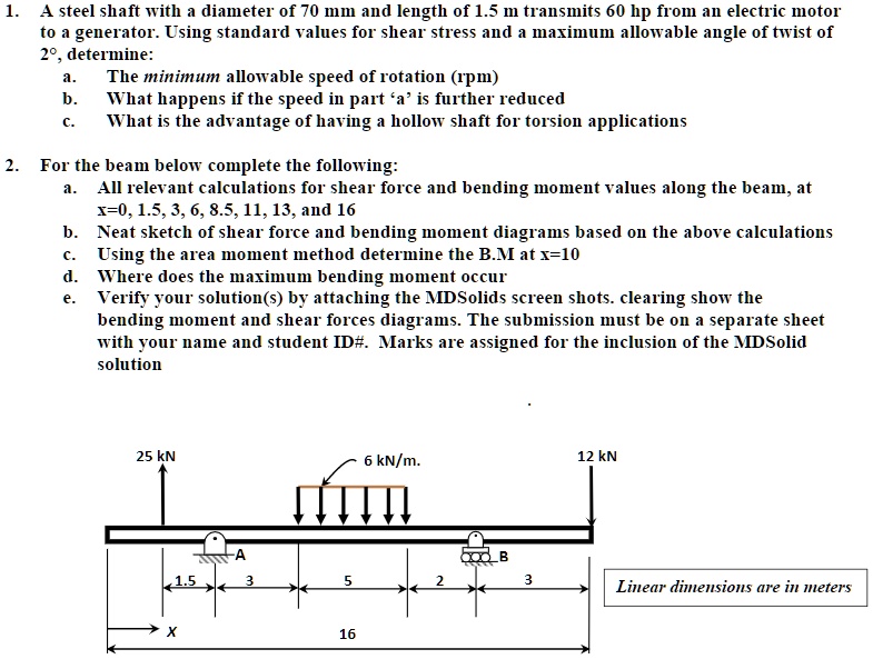 SOLVED: A steel shaft with a diameter of 70 mm and length of 1.5 m ...