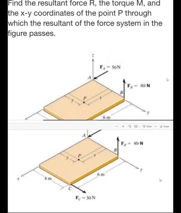 SOLVED: The torque is of the resultant R. Find the resultant force R, the torque M, and the x-y ...