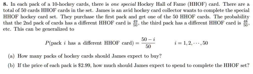 8 in each pack of a 10 hockey cards there is one special hockey hall of ...