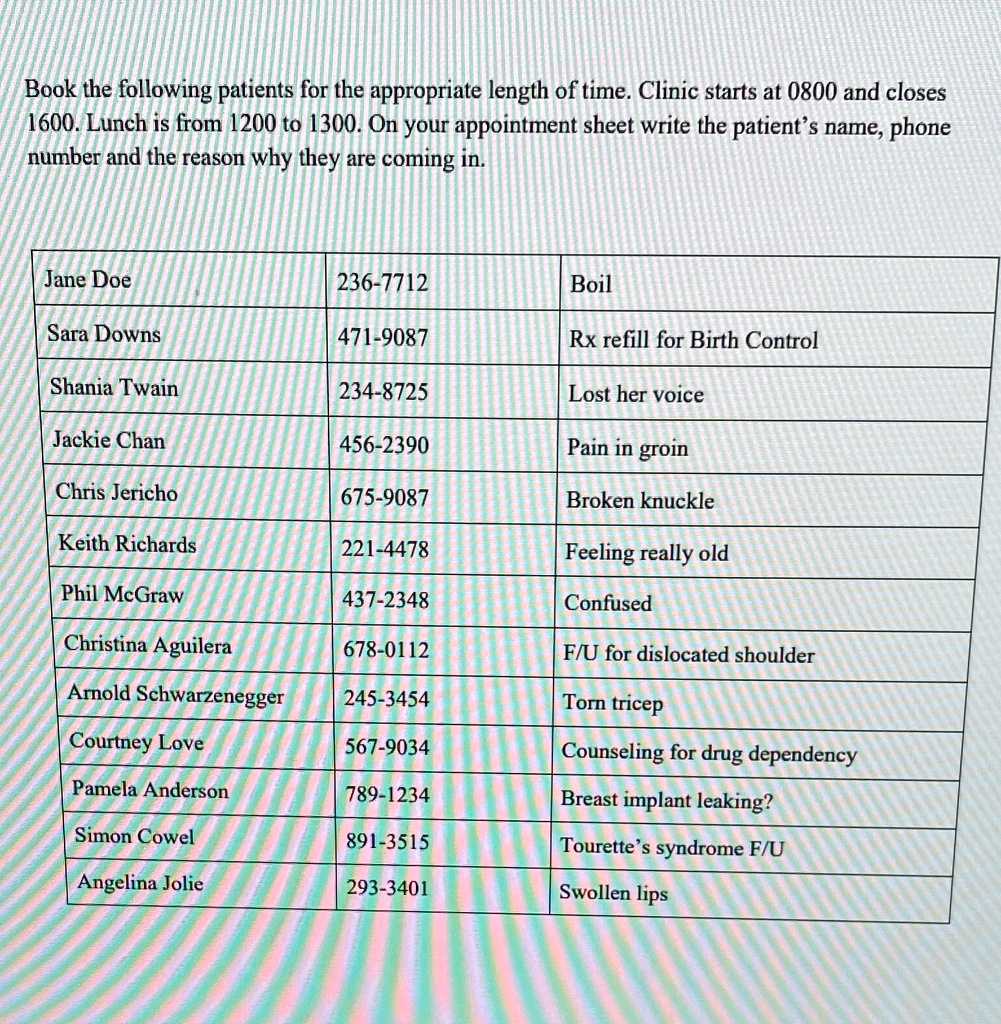 hello can you help me schedule this patients with a time clinic time ...