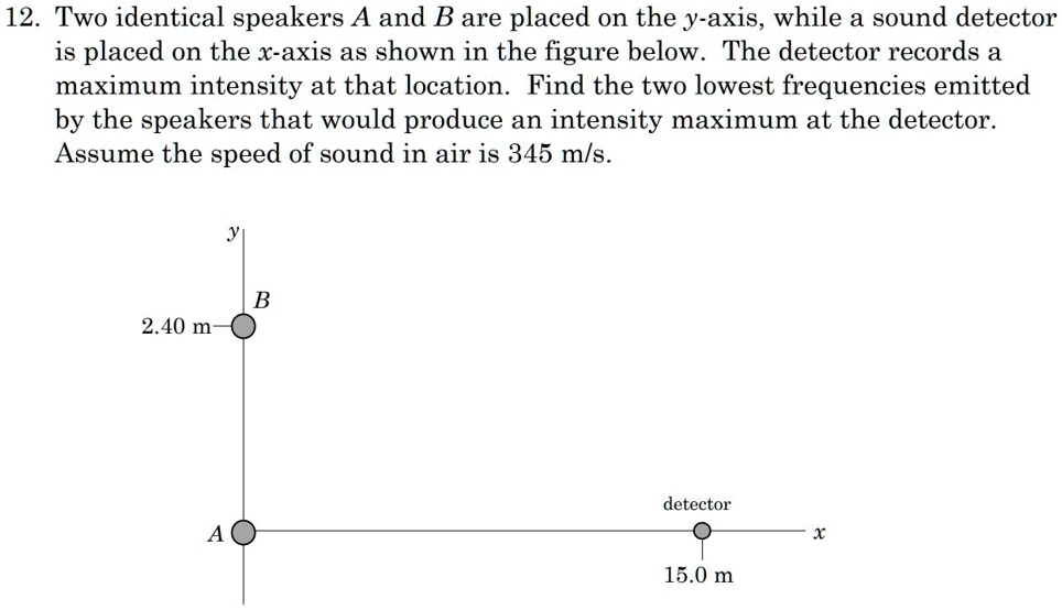 SOLVED: 12. Two identical speakers A and B are placed on the y-axis ...