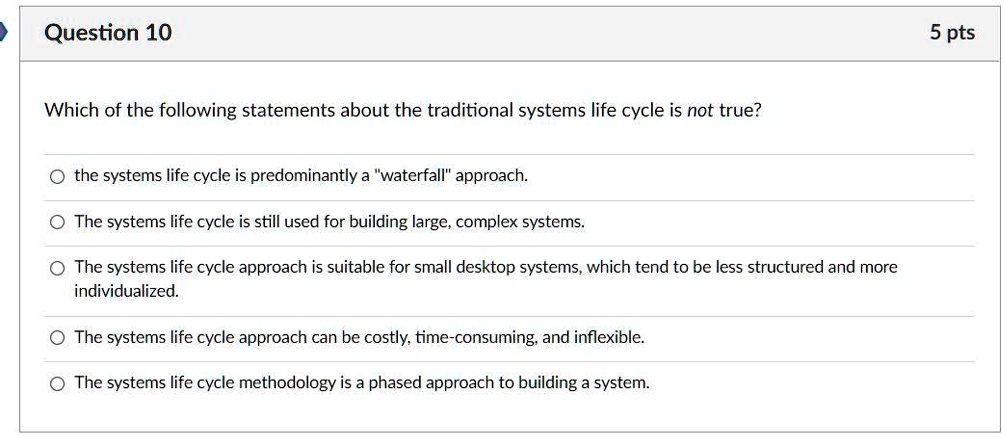 SOLVED: Which of the following statements about the traditional systems ...