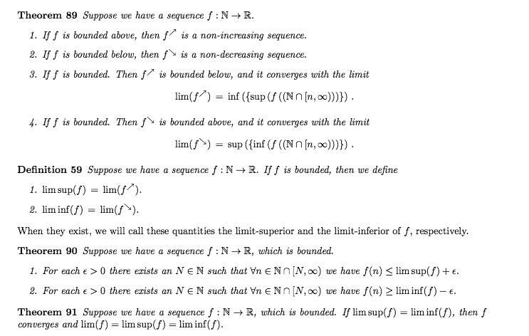 theorem 89 suppose have sequence nar 10 if f is bounded above then ...