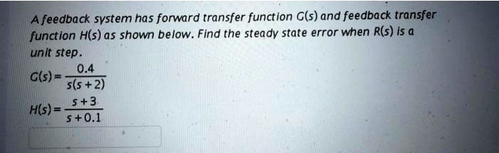 A feedback system has forward transfer function G(s) and feedback ...
