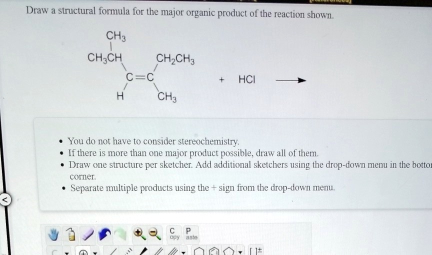 SOLVED: Draw a structural formula for the major organic product of the reaction shown: CH3CH ...