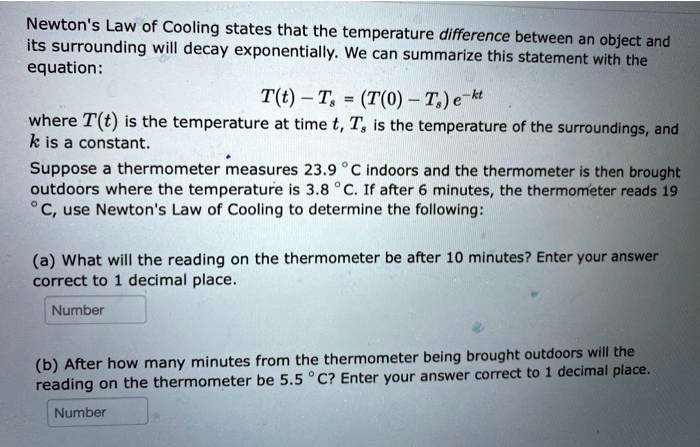 newtons law of cooling states that the temperature difference between ...
