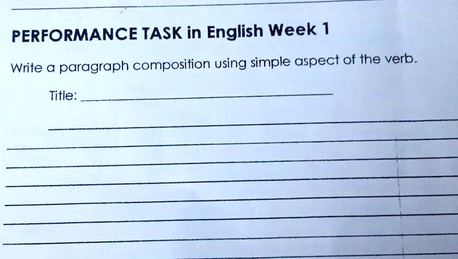 SOLVED: Summative Test in English 5 PERFORMANCE TASK in English Week 1 ...