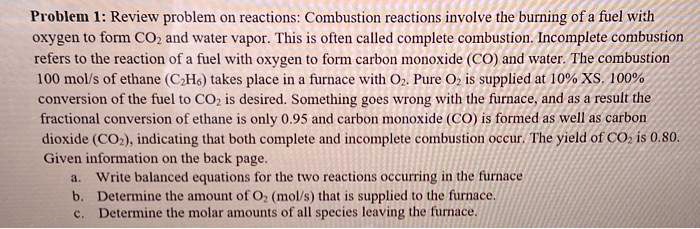 SOLVED: Problem 1: Review problem on reactions: Combustion reactions ...