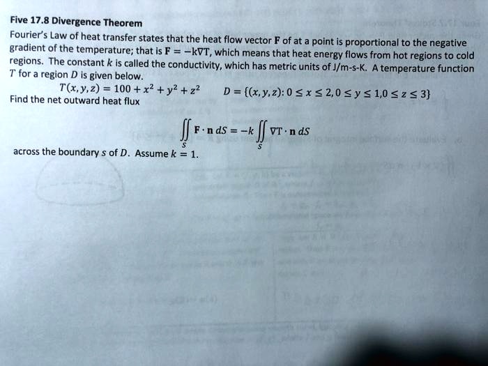 SOLVED: Five 17.8 Divergence Theorem Fourier's Law of heat transfer ...