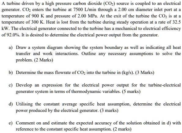 SOLVED: A turbine driven by a high-pressure carbon dioxide (CO2) source ...