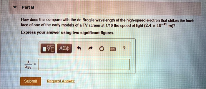 SOLVED: How does this compare with the de Broglie wavelength of the high-speed electron that ...