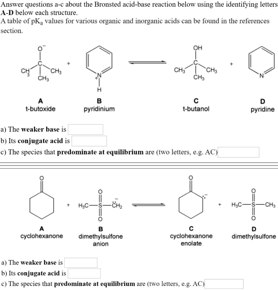 SOLVED: Answer questions a-c about the Bronsted acid-base reaction ...