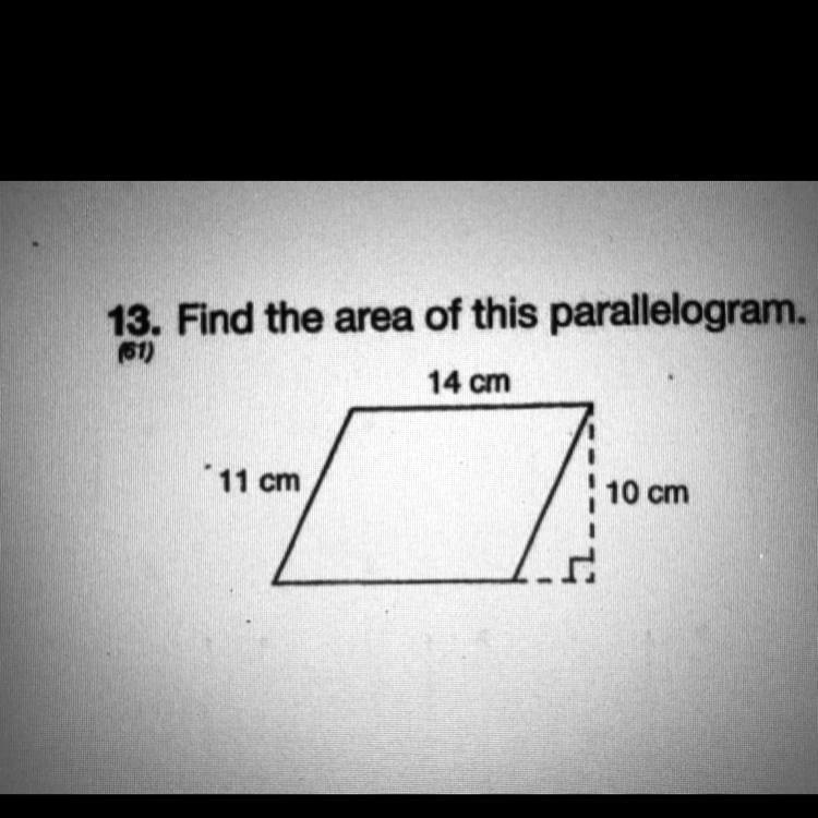 SOLVED: 'Find the area of this parallelogram 13. Find the area of this ...