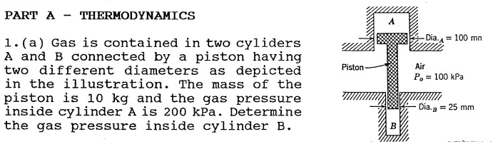PART A - THERMODYNAMICS 1.a) Gas is contained in two cylinders A and B ...