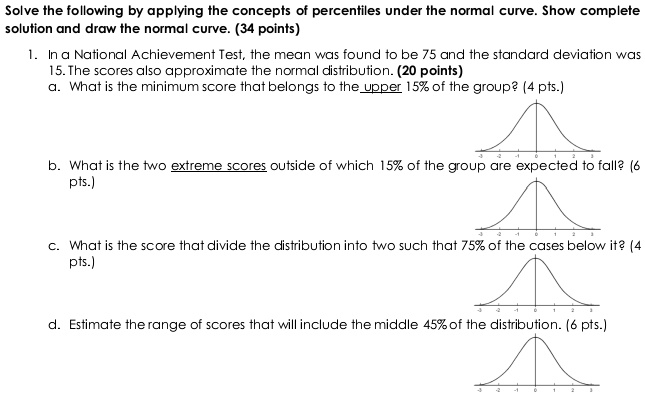 Solve the following by applying the concepts of percentiles under the normal curve. Show ...