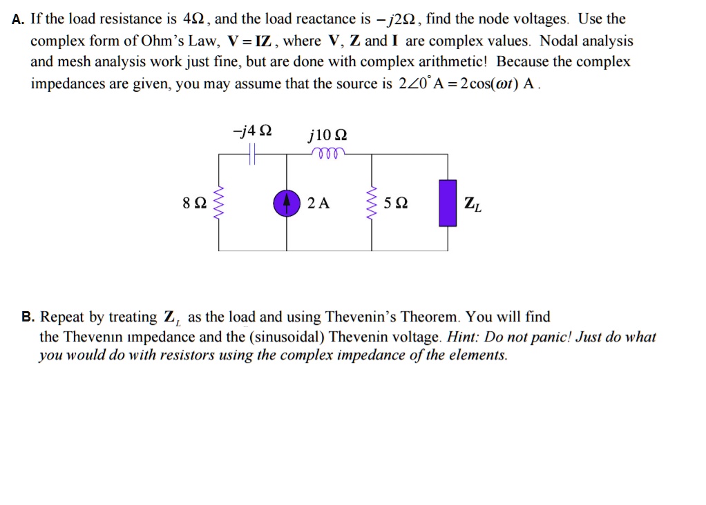 SOLVED: If the load resistance is 4, and the load reactance is -j2, find the node voltages. Use ...
