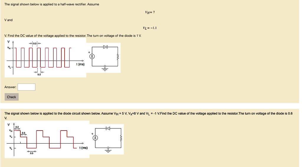 SOLVED: Please help with these 2 questions!!! The signal shown below is applied to a half-wave ...
